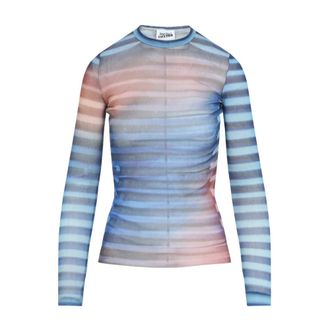 Jean Paul Gaultier Bedrucktes Mesh Langarm-Top - - Tops - Damen - Mehrfarbig - XS