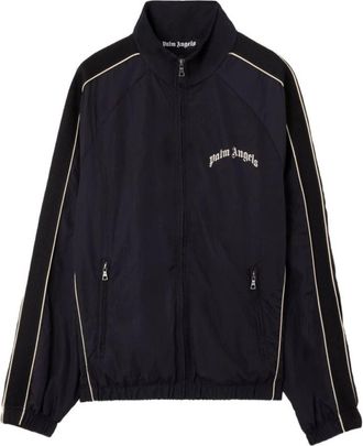 Palm Angels Homme, Vestes, Noir, Taille: XL Coupe-vent Vintage Track &agrave; Logo Courb&eacute;