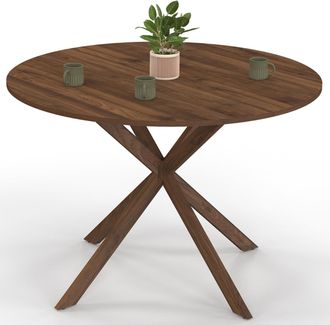 IDMarket Table &agrave; Manger Ronde ALIX 4-6 personnes pied araign&eacute;e Noyer 110 cm