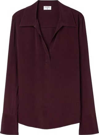 Filippa K Femme, Blouses et Chemises, Brun, Taille: 40 FR Chemisier Bordeaux à Demi-Patte