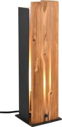 Trio Leuchten Tischleuchte Karuni 563300130, Metall Schwarz matt, Holz naturbelassen, exkl. 1x E27