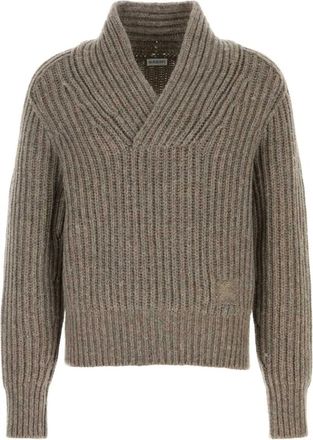 Burberry Homme, Pulls, Gris, Taille: XL Shawl Collar Wool Sweater