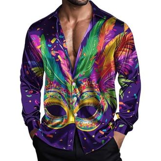 Generic Costumes de carnaval - Chemise &agrave; manches longues - Chemise d&eacute;t&eacute; color&eacute;e - Chemise &agrave; manches longues - Respirant - Chemise de plage l&eacute;g&egrave;re - Revers - C