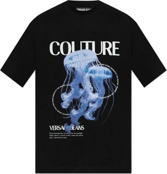 Versace Jeans Couture Homme, Tops, Noir, Taille: 2XL T-Shirt Imprim&eacute; en Jersey de Coton