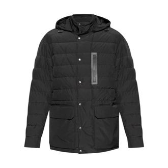 Moncler Gepolsterte Navy Jacke mit Logo-Applikation - - Jackets - Herren - Blau - 2XL