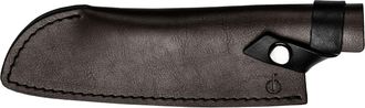 Forged Klingensch&uuml;tzer, Santoku-Messer von 18cm, Aus braunem Leder, Mit Druckknopfverschluss