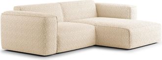 Studio Copenhagen home24 Ecksofa 1,5-Sitzer mit Longchair Beige Teddy-Bouclé Stoff Bony 260 x 71 x 173cm Longchair davorstehend rechts Modern