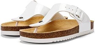 Le Clare Regard Nap Teinte unie - Tongs femmes/homme avec semelle en liège anatomique Anti-Sudore. Disponibles en aquamarine, noir brillant, blanc, fuchsia, or