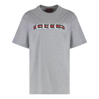 Gucci T-Shirt mit Rundhalsausschnitt - - Tops - Damen - Grau - S