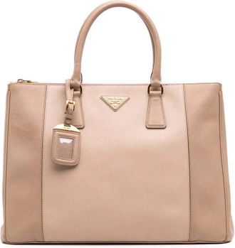 Prada Hobo Bags - Large Bicolor Saffiano Lux Galleria Double Zip Sat - Gr. unisize - in Braun - für Damen