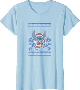 Disney Lilo & Stitch Christmas Santa Suit Ugly Sweater T-Shirt