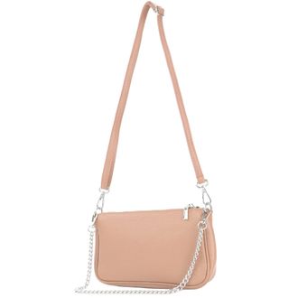 modamoda.de T237 - Umh&auml;ngetasche Klein Small aus ital. Leder, Farbe:Rosabeige