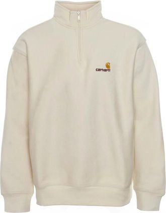 Carhartt Work in Progress Homme, Sweatshirts et sweats &agrave; capuche, Beige, Taille: S Half Zip American Script SweaT-shirt