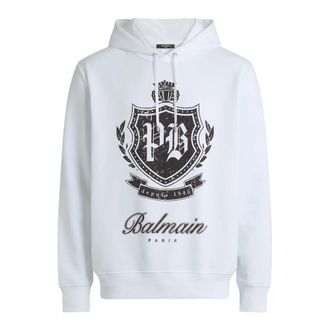 Balmain Bedruckter College Hoodie - - Sweatshirts & Hoodies - Herren - Wei&szlig; - 2XL