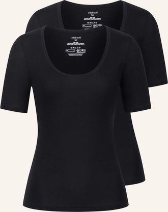 erlich textil Erlich Textil 2er Pack Light Touch Tiefausgeschnittenes T-Shirt Mit Lyocell - Seidig Weich schwarz