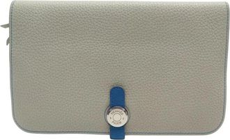 Herm&egrave;s Portemonnaie - HERMES DOGON DUO TOGO LEDER GELDB&Atilde;-RSE BLAU GRAU S - Gr. unisize - in Bunt - f&uuml;r Damen