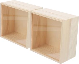 BESPORTBLE 2 St&uuml;ck Transparente Aufbewahrungsbox mit Schiebedeckel aus Robustem Holz und Acryl Kompakte Box f&uuml;r Schmuck Kosmetik und B&uuml;ro Multifunktional Sichtba