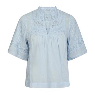 Neo Noir Hellblaue Bluse mit Volant&auml;rmeln - - Blouses & Shirts - Damen - Blau - XS