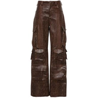 Santoro London Snakeskin-effect Straight-leg Cargo Pants