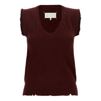 Maison Margiela Strickweste mit V-Ausschnitt - - Knitwear - Damen - Rot - S
