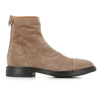 Alberto Homme, Chaussures, Beige, Taille: 42 1/2 EU Bottes Beige en Daim avec Fermeture &Eacute;clair