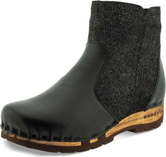 Woody Damen Olga Clog Stiefelette, Schwarz-Argento, Größe 37