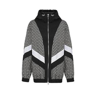 Balmain Ivory Nylon Jacke mit Rei&szlig;verschluss und Kapuze - - Sweatshirts & Hoodies - Herren - Schwarzk - S