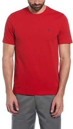 Original Penguin T-shirt à manches courtes avec logo brodé et col rond pour homme, Rouge (Tango Red), M