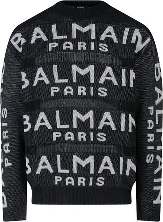 Balmain Rundhalspullover - Schwarz