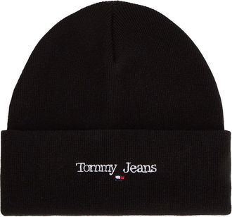 Tommy Jeans Herren Strickmütze Sport Beanie mit Logo, Schwarz (Black), Einheitsgröße