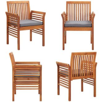 vidaXL Chaise &agrave; d&icirc;ner de jardin avec coussin Bois dacacia massif - Chaise de salle &agrave; manger - Chaise en bois dacacia