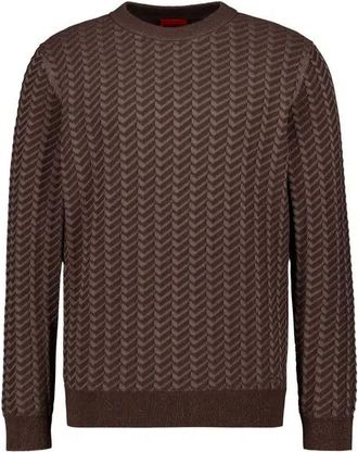 HUGO BOSS Herren Pullover braun Baumwolle unifarben
