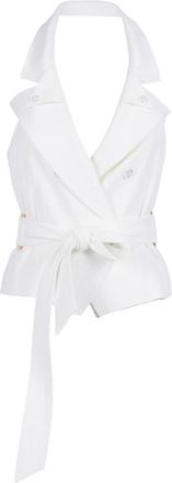 Elisabetta Franchi Femme, Vestes, Blanc, Taille: 36 FR Double-breasted Belted Vest