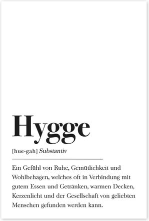 Posterlounge Hygge Definition Poster von aemmi 20 x 30 cm Schwarz-Weiß Wandbilder Wanddeko
