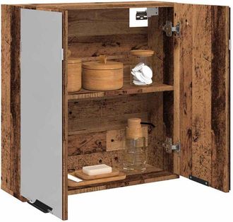 vidaXL Vidaxl - Armoire &agrave; miroir de salle de bain vieux bois 64x20x66,5 cm