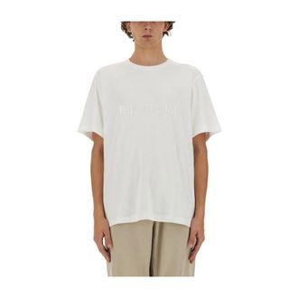 Helmut Lang Logo Tee - Homme - Tops - Blanc - Taille: XL