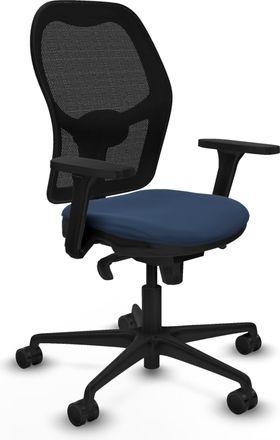 Piqueras y Crespo B&uuml;rostuhl f&uuml;r Lendenwirbels&auml;ule, verstellbar, mit 3D-Armlehnen, 5 Positionen und Schaumstoff, 65 mm Nylon, Schwarz/Marineblau