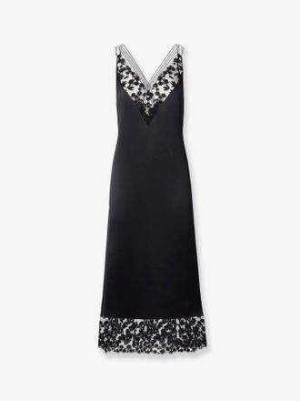 Fendi Silk and Millefiori lace Midi Dress - FENDI - gender_Woman
