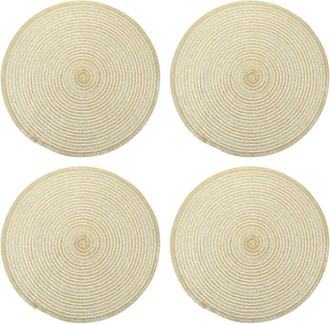 DOITOOL 4 St&uuml;ck Gewebte Baumwoll Platzsets &Oslash;cm Hitzebest&auml;ndig rutschfest Sch&uuml;tzende Tischunterlagen f&uuml;r Esstisch Praktische Robuste Isolierpads in Elegantem G