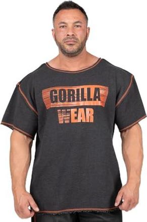Gorilla Wear Gorilla Wear Wallace T-shirt dentra&icirc;nement pour bodybuilding Old School Col large Tailles doubles, gris/orange, XXL-3XL Tall