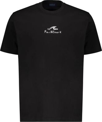 Paul & Shark Logo Baumwoll-T-Shirt - - Tops - Herren - Schwarzk - M