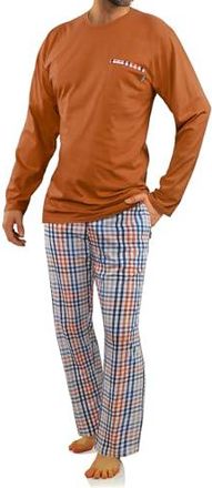 Sesto Senso Pyjama Homme Long Coton 100% Vetements De Nuit Ensembles Pantalon et Manche Longue XXL Camel 2527-04 Brun