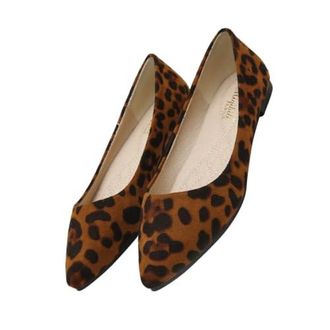 UPKOCH Chaussures L&eacute;opard Plates Pointues pour Femmes en Simili Cuir Marron, Taille 43, Confortables Et Respirantes, pour Travail Et Sorties Quotidiennes