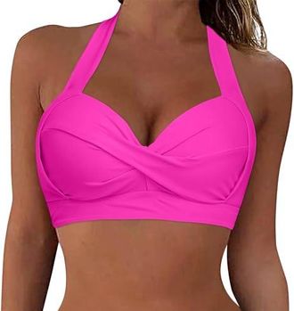 Generic Haut De Maillot De Bain Femme Sexy Push Up Hauts De Bikini R&eacute;glables El&eacute;gant Classics Col en V Hauts De Maillots Soutien Gorge avec Rembourrage Swimwe