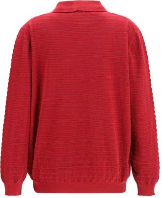 Miu Miu Striped Cotton Polo Shirt - Red