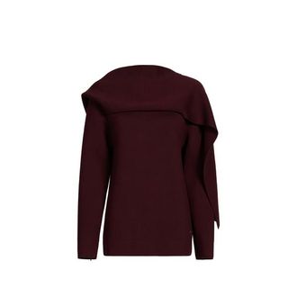 Courr&egrave;ges Pull droit &agrave; &eacute;charpe en laine m&eacute;rinos