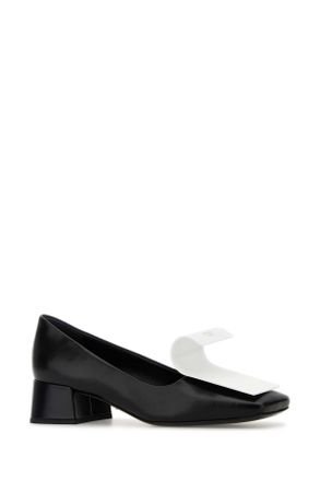 Prada Womens Two-Tone Leather Pumps Nero+bianco Scarpe Con Tacco High Heel Shoes