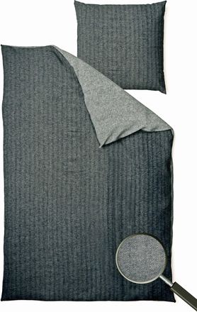 JACK by Dormisette 1B Fein Biber Wende Bettw&auml;sche 135x200cm 2 TLG. Anthrazit Fischgr&auml;t Muster Grau