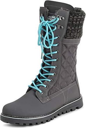 Polar r Femmes Fausse Fourrure Chaude Thermique Imperméable En Marchant Neige Lhiver Semelle En Caoutchouc Bottes - Gris/Bleue - UK3/EU36 - YC0607