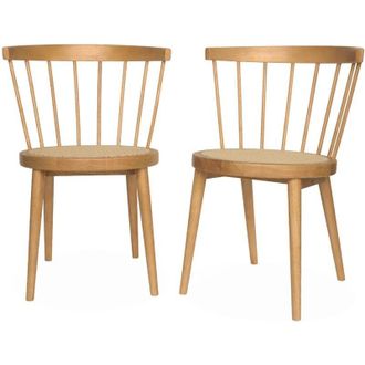 Sweeek 2er-Set St&uuml;hle aus Holz und Rohrgeflecht
